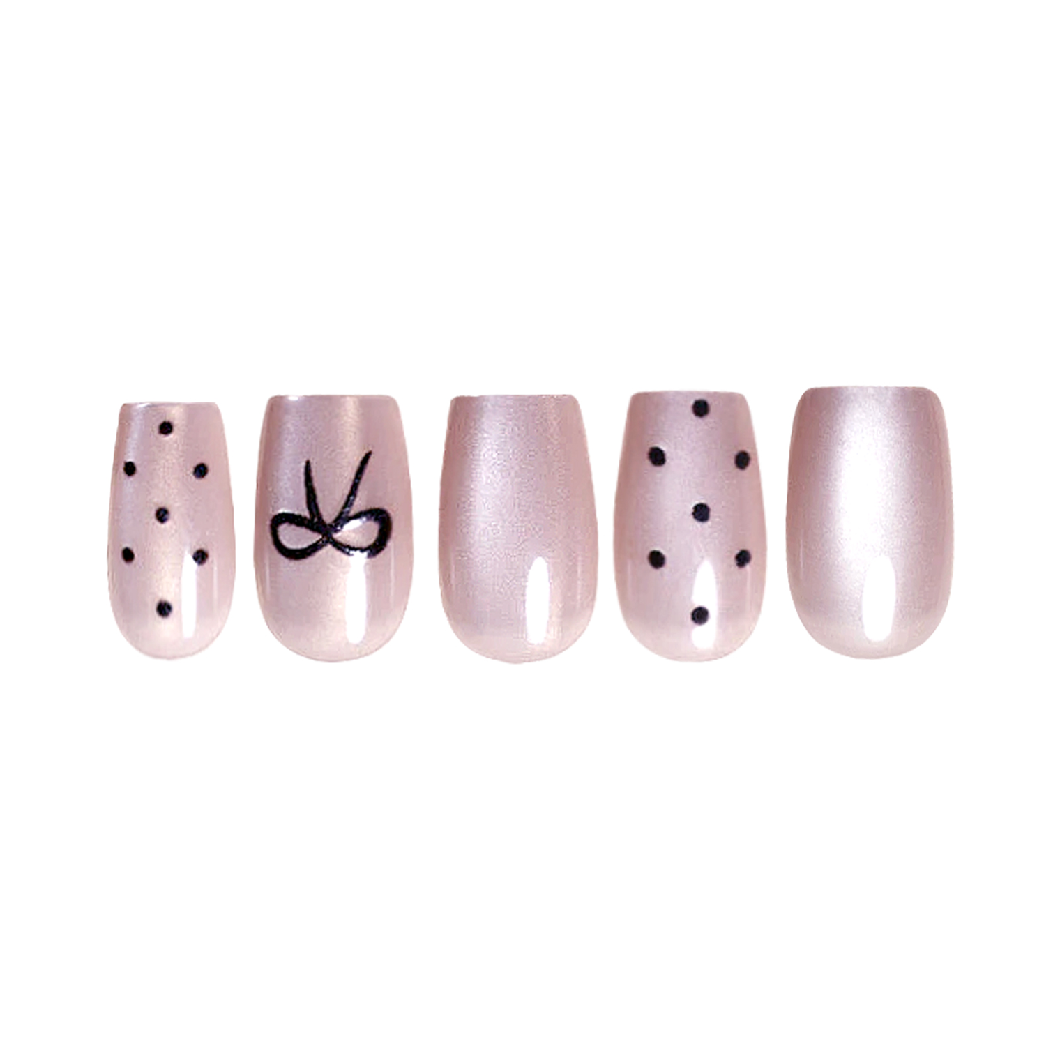 Classic Dots & Bows Polka Dot Square Press-On Nails | Siva Nail